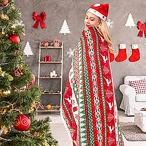 inhand Christmas Blankets and Throws, Holiday Throw Blanket for Couch Soft, Christmas Snow Moose Fleece Sherpa Throw Blanket, Thick Winter Warm Cozy Flannel Deer Blanket (50X60 Inches , Red)