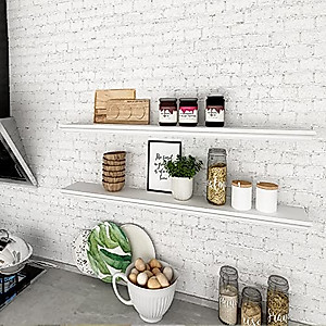 WELLAND 8" Deep Floating Shelves Wall Mounted Shelf (White, 48inch)