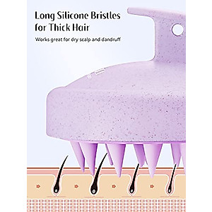 HEETA Scalp Massager Hair Growth, Soft Silicone Bristles to Remove Dandruff and Relieve Itching, Scalp Scrubber for Hair Care Relax Scalp, Shampoo Brush for Wet Dry Hair, Upgraded Material, Purple