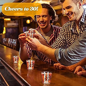 GTVOSY Cheers to 30th Plastic Cups - 100 Pieces Cheers to 30 Years Shot Glasses 2 oz Disposable Cups, 30th Birthday Party Favors for Her and Him Whiskey Women Men Anniversary Wedding Decorations