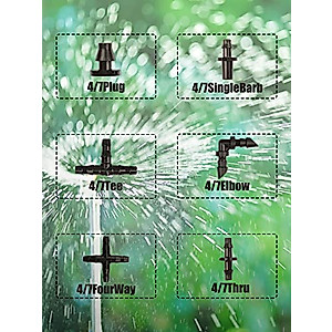 300PCS Irrigation Fittings Kit Drip Irrigation System,HOINCO Drip Irrigation Barbed Connectors for 1/4 Inch Tube, for Flower Pot Garden Lawn