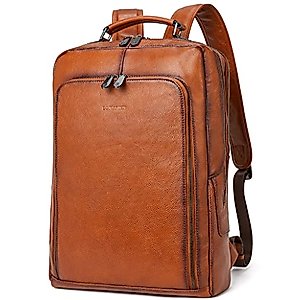 BOSTANTEN Men Vintage Leather Backpack 15.6 inch Laptop Backpack Travel Casual Bag Large Capacity Shoulder Bag