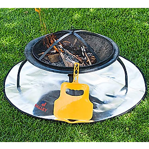 FALLEY 36" Fireproof Heat Resistant Round Portable Folding Fire Pit Mat Protector for Wood,Grass,Deck, Patio|Camping Firepit Mat to Keep Under Burning BBQ Grill with Extra Thick Pad to Shield Ground