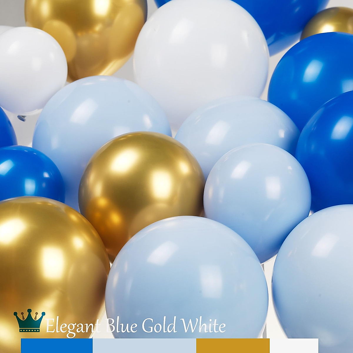 Kozee Winter Blue white balloon Garland Arch Kit 138PCS with Double stuffed Dusty Blue royal blue Balloons for baby shower boy 1st birthday party anniversary graduation decorations