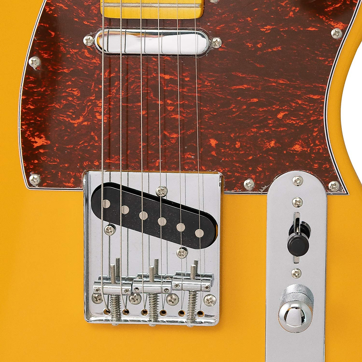 CNZ Audio TL Mini Electric Guitar - White Finish, Black Pickguard, 3/4 Short Scale, 7/8 size Guitar, 2 Single Coil Pickups, C Shaped Maple Neck, Classic Look & Feel