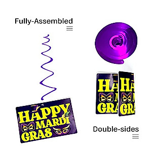 Mardi Gras Decorations, Mardi Gras Decor Ceiling Hanging Swirls, Gold Green Purple Masquerade Masks Crown Mask Foil Hanging Swirls, New Orleans/Birthday/Mardi Gras Theme Party Decor Supplies