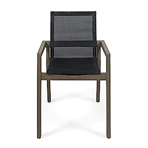 Christopher Knight Home 305156 Jimmy Outdoor Acacia Wood and Mesh Dining Chairs (Set of 2), Gray Finish