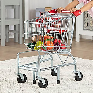 Melissa & Doug Toy Shopping Cart With Sturdy Metal Frame - Toddler Shopping Cart, Pretend Grocery Cart, Supermarket Pretend Play Shopping Cart For Kids Ages 3+
