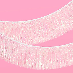xo, Fetti White Iridescent Fringe Banner - 5 Ft. | Bachelorette Party Decorations, Birthday Party Decor, Baby Shower Supplies, Photo Booth Banner Backdrop