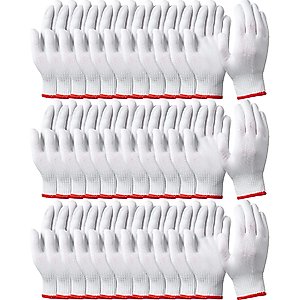 Hicarer 24 Pairs Cotton Hand Working Gloves White Cotton Liners Gloves for Safety Work Gloves Thicker Men Women Cotton BBQ Gloves(Red Edge)