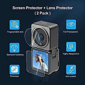 【6 Pcs】STARTRC Osmo Action 2 Screen Protector for DJI Action 2 Accessories,Tempered Glass Screen Cover Protector + Lens Protector for DJI Action 2 Dual-Screen