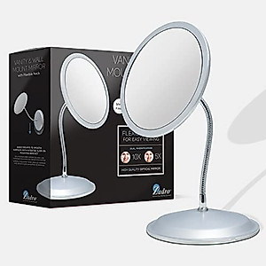 Double Vision™ Gooseneck Vanity/Wall Mount Mirror 5X/10X Magnification, Made in the USA