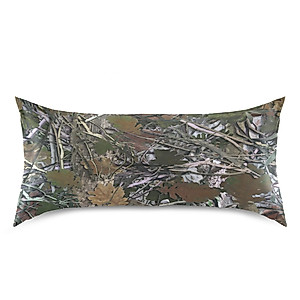 Dalzium Camo Satin Pillowcase for Hair and Skin, Real Tree Camouflage Pattern Silk Pillow Case with Envelope Closure, Standard Size 20x26 inches, 1 PC
