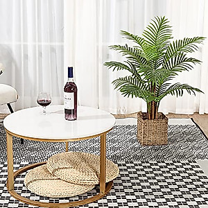 MOSADE Artificial Palm Tree 37”Fake Potted Areca Palm Plant with Handmade Seagrass Basket, Perfect Faux Tree Home Décor for Indoor Outdoor Office Porch Balcony Bedroom Bathroom Gift