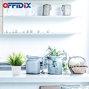 OFFIDIX Plastic Fake Green Plant, Faux House Plants Desk Plant Artificial Plants with White Square Vase for Farmhouse,Home,Garden,Office,Patio,Wedding and Indoor Outdoor Decoration 1pc