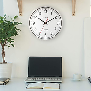 La Crosse Technology 404-1235UA-PL UltrAtomic 14 inch Stainless Steel Wall Clock, Shatterproof Lens, Silver