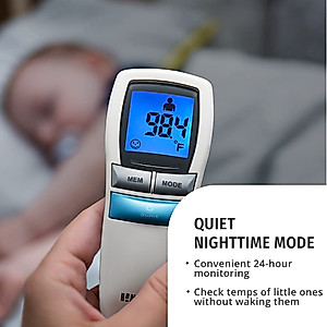 HoMedics No-Touch Infrared Thermometer, Reliable and Accurate Body Temperature Readings, Ultra-Fast Results, Digital Display for Fahrenheit or Celsius, Quiet Nighttime Mode and High-Fever Alarm