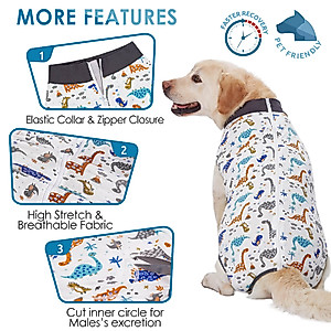 AOFITEE Dog Recovery Suit, Surgical Recovery Suit for Dog Female After Spay, Dinosaur Dog Recovery Shirt for Abdominal Wounds, Anti Licking Dog Onesie Jumpsuit E-Collar Cone Alternative, 5XL