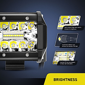 Nilight Led Light Pods 2PC 4Inch 60W Flood Spot Combo Triple Row Driving Lamp Roof Bumper Off Road LED Work Lights Pods for Van Camper Wagon Car Pickup Golf Cart ATV UTV SUV Truck Boat 4x4