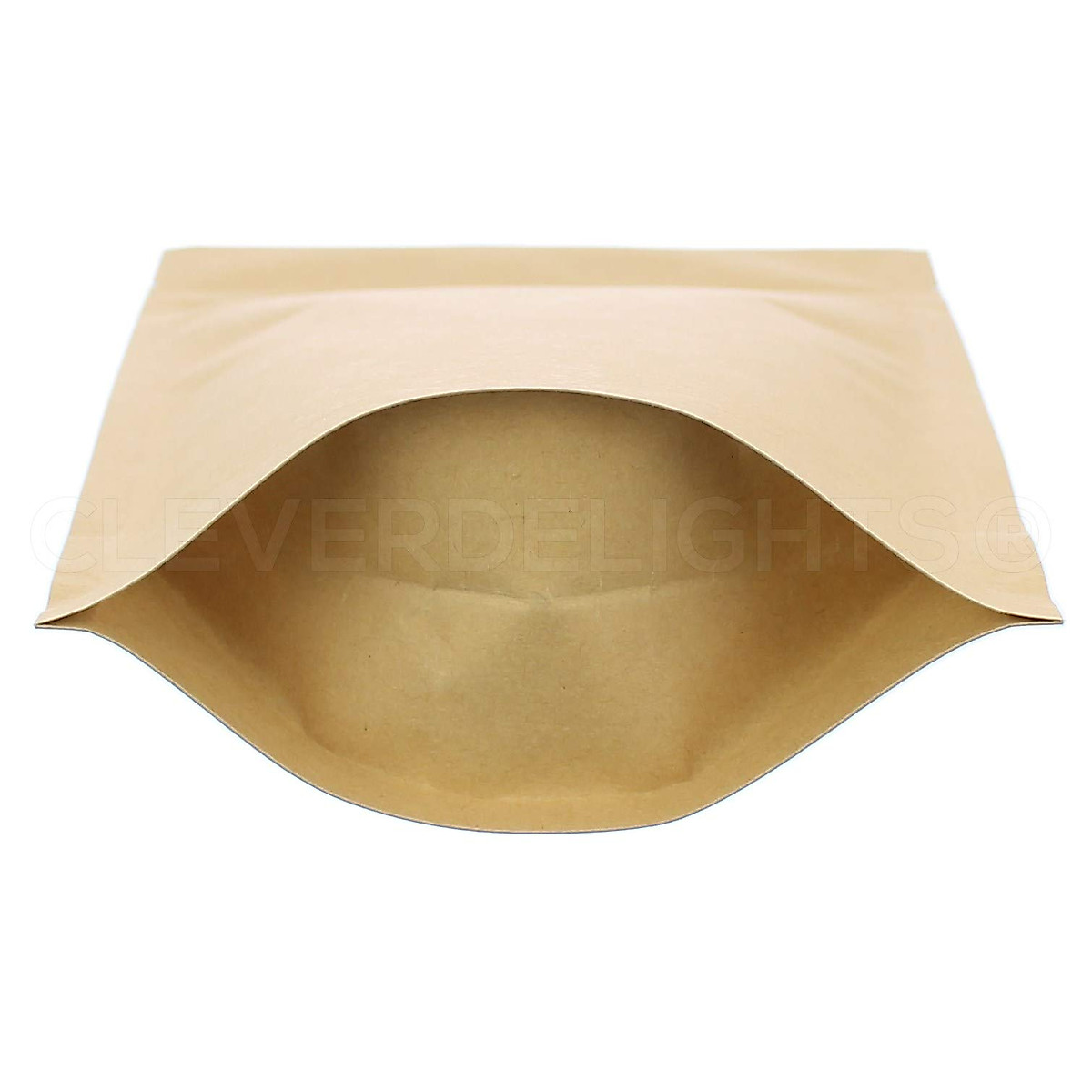 CleverDelights Kraft Stand Up Pouches - 8oz - 100 Pack - 6" x 9" x 3"