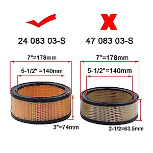 Milttor 24-083-03-S Air Filter 24-083-05-S Pre Filter 52 050 02-S Oil Filter Fit Kohler CH18-CH25 CV18-CV25 CH730-CH740 CV675-CV740 ECH730-ECH749 & PCH740 Command 18HP-25HP OHV Engine