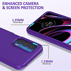 for Motorola Edge 2021 | Edge 5G UW Cover Case: Built in Screen Protector Full Body Protection Hard Front Bumper & Soft Silicone Back Cover Slim Rugged Shockproof Protective Phone Case (Purple)