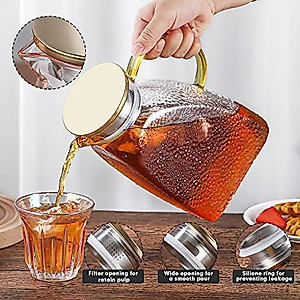 BINCOO Fridge Door Water Pitcher,1.8 Liter/60oz Glass Pitcher, Ice Tea Pitcher For Fridge, Pitcher Beverage Pitcher Drinking Carafe for Homemade Juice Ice Tea Wine Coffee Milk Lemonade