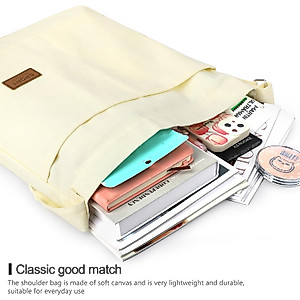 Durable Canvas Tote Bag with External Pocket Design, Stylish Appearance, Adjustable Shoulder Strap (Beige)