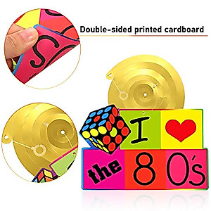 30 Pieces 80's Party Background Decorations Kit Hanging Swirls Decorations 80's Retro Swirls Ceiling Decorations 80's Hip Hop Hanging Swirls Photo Backdrop for 80's Party Theme Supplies