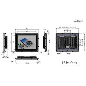 LEANGLE 15" Industrial Embedded Panel PC,Ratio 4:3 Resistive Touch Screen Computer,Intel i3-4005U/i5-3210M/i5-4200U/i7-8565u/i5-10210U,2*COM,Windows 10 Pro