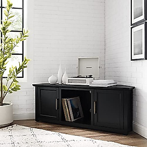 Crosley Furniture Camden Corner TV Stand for 65+ inch TVs, Entertainment Center with Storage Shelves, Black