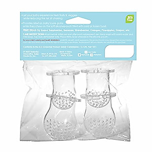 RaZbaby Feeder Pacifier Replacement Nipples (2 Large & 2 Medium) for Fruits & Vegetables, Infant Soothing Teether Toy 6M+, Food-Grade Silicone Pouch/Nipple, Dishwasher Safe, BPA Free, Freezable 4 Pack