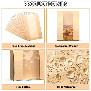 Bread Bags for Homemade Bread Sourdough 25Pcs - Kraft Paper Bakery Bags for Food Packing Storage with Label Seal Stickers (13.7 x 8.3 inch) Loegnry