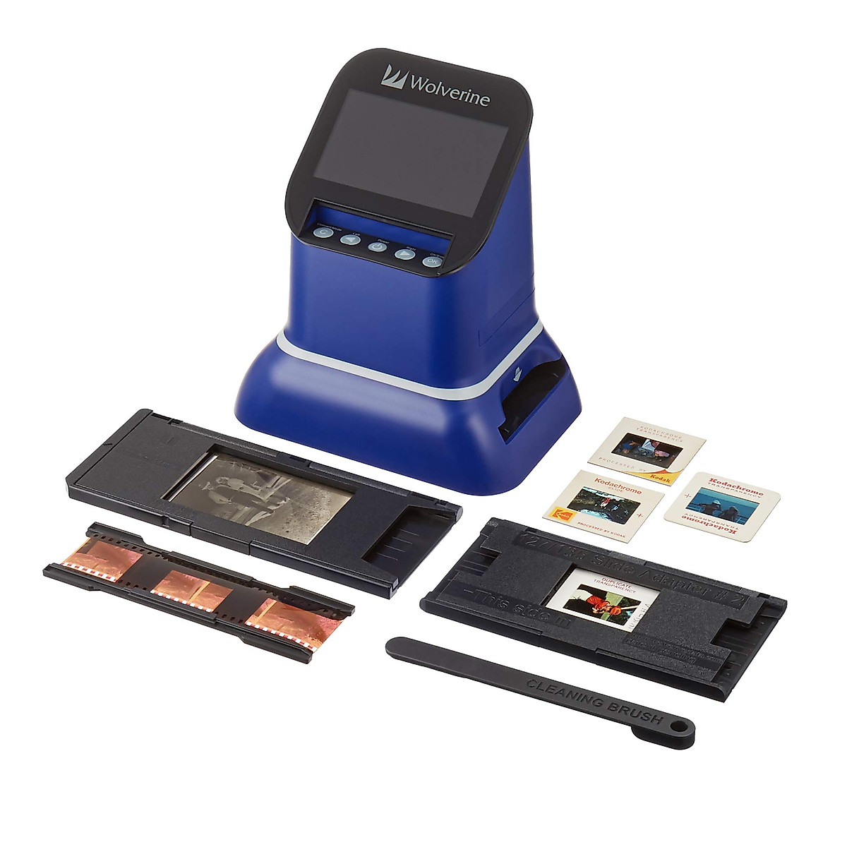 Wolverine F2D Saturn Digital Film & Slide Scanner - Converts 120 Medium Format, 127 Film, Microfiche, 35mm Negatives & Slides to Digital JPEG - Large 4.3" LCD w/HDMI Output (Blue)