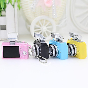 Mini Camera LED Keychain Key Ring Toy with Flashlight Sound Bag Phone Pendant,Perfect Child Intellectual Toy Gift Set Black