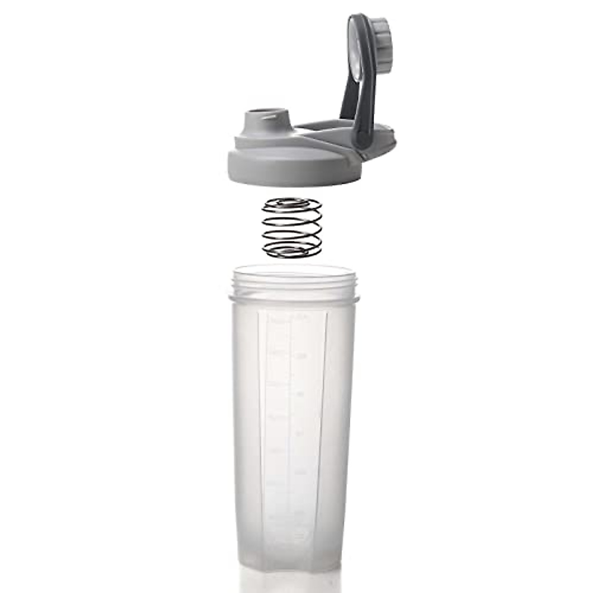EYMPEU 2 Pack Shaker Bottle Work Out BPA & Phthalate-free, Solid Screw lid Leakproof Shaker Cup Dishwasher Safe for Protein Mixes 24oz, Clear Grey