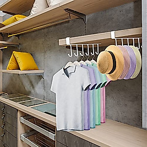 Resdenio Hat Rack for Baseball Caps Hat Organizer Holder for Hanger with 6 Hat Hooks, Stainless Steel Hat Hanger Storage Cap Organizer for Closet, Dormitory, Bedroom,Office (White)