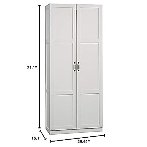 Sauder Select Storage Cabinet, L: 29.61" x W: 16.02" x H: 71.50", White Finish