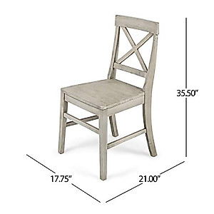 Christopher Knight Home Roshan Farmhouse Acacia Wood Dining Chairs, Light Grey Wash, 21D x 17.75W x 35.5H Inch