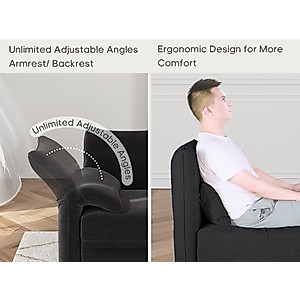 LLappuil Oversized Sleeper Sectional Sofa with Storage 21 Seater Modern U Shaped Modular Sectional Couches for Living Room, Adjustable Armrest Backrest, Chenille, Black