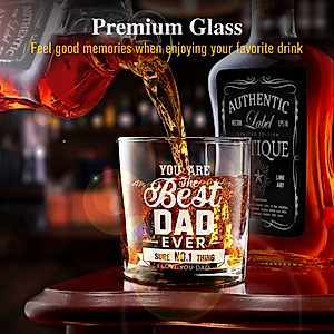 Kollea Christmas Gifts for Dad from Daughter, 10 Oz You Are The Best Dad Ever Whiskey Glass, Funny Gag Birthday Gift Ideas for Men Daddy Papa Who Have Everything