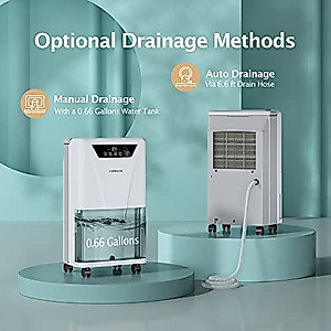 Kesnos 2500 Sq. Ft Large Dehumidifier for Home and Basement with 6.56ft Drain Hose and Front Water Tank, 24Hr Timer and Auto Defrost Ideal for Large and Medium Sized Rooms, Bedrooms, Laundry Rooms