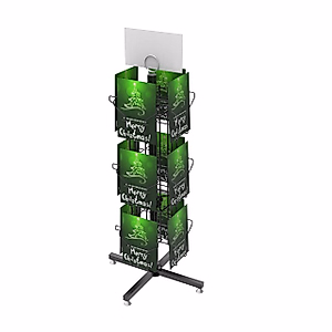 11702 FixtureDisplays 14 X 14 X 30" 12 Vertical Pockets Spinning Greeting/Post Card Rack 11702 Black 11702NEW