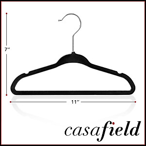 Casafield 100 Velvet Baby Hangers - 11" Size for Infant & Toddler Clothes - Black