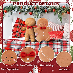 Yefound Gingerbread Plush Stuffed Pillow, Christmas Gingerbread Man Pillow, Gingerbread Man Plush Decor Pillow for Holiday Christmas Tree Gifts, 13.8in, Brown
