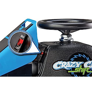 Razor Crazy Cart Shift for Kids Ages 6+ (Low Speed) 8+ (High Speed) - 12V Electric Drifting Go Kart for Kids - High/Low Speed Switch and Simplified Drifting System, for Riders up to 120 lbs,Black/Blue