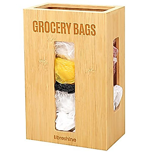 Libreshine Extra Large Grocery Bag Organizer Under Sink, Plastic Bag Holders for Grocery Bags Cabinet, Bamboo Grocery Bag Holder Wall Mount