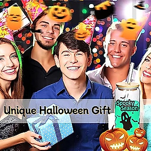 ANOITON Spooky Season Decor - 18oz Ghost Mug with Lid and Straw, Indoor Halloween Party Supplies