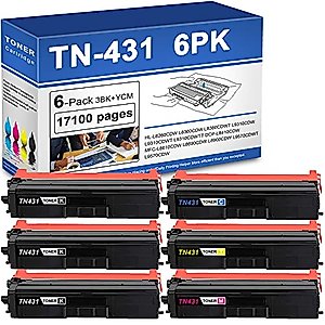 LKKJ 6 Pack (3BK+Y+C+M) TN-431BK TN-431Y TN-431C TN-431M Toner Cartridge Replacement for Brother TN-431 HL-L8260CDW L8360CDW L8360CDWT MFC-L8900CDW Printer Toner.