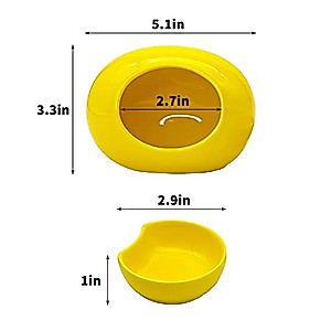 Hamiledyi Hamster House Ceramic with Bowl Small Pet Hideout Nest-Hamster Sand Bath-Dwarf Hamster Dust Bath Nesting Habitat for Syrian Hamsters Lemmings or Other Small-Sized Animals Hided (Yellow)